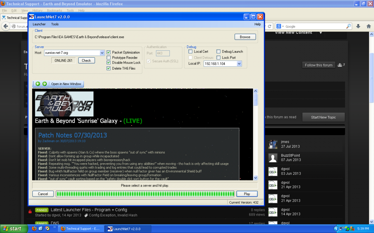 Newbie Stuck at Loading Screen - Technical Support - Earth and Beyond ...